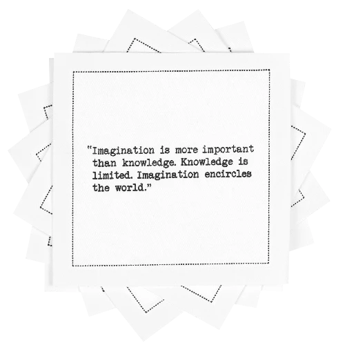 Einstein Quotes Cocktail Napkins - 100% Organic Cotton - Five Star Napkins